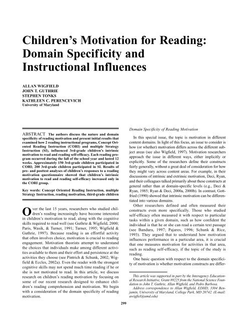 Wigfield et al (2004) - Concept-Oriented Reading Instruction ...