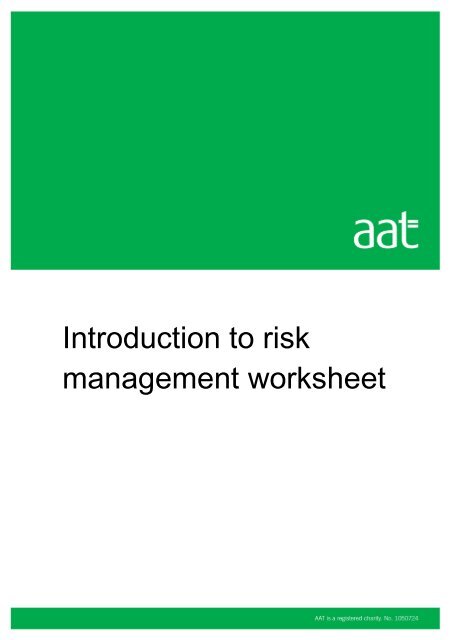 Introduction to risk management worksheet - AAT