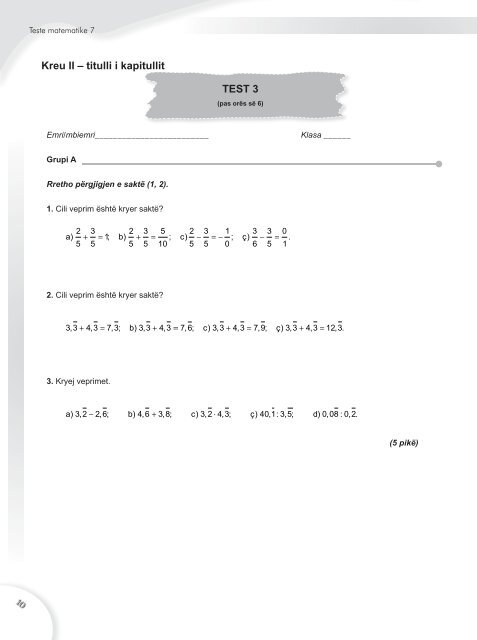 Teste matematike 7Kreu II
