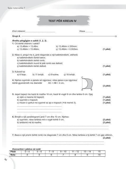 Teste matematike 7TEST P