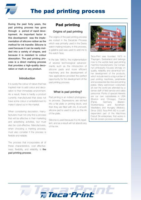 The pad printing process - Teca-Print AG