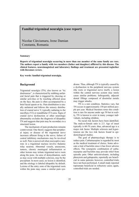 Familial trigeminal neuralgia (case report) - OMICS Publishing Group Familial trigeminal neuralgia (case report) - OMICS Publishing Group