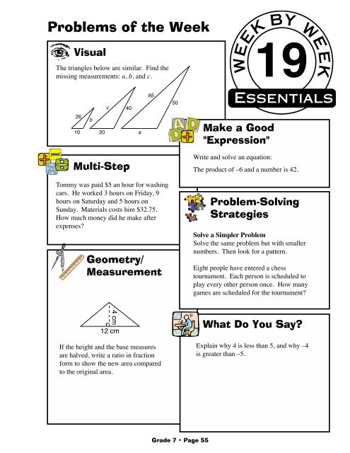Grade 7 Weeks 19-27 - Mathematics