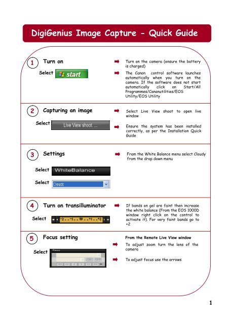 DigiGenius Image Capture - Quick Guide - Syngene