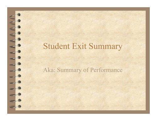 Student Exit Summary Presentation