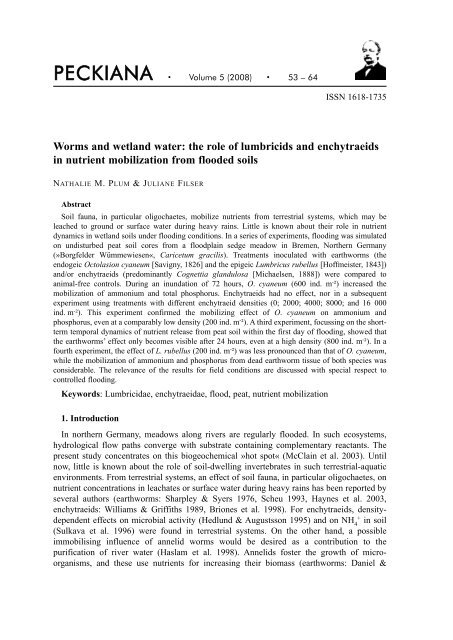 Worms and wetland water: the role of lumbricids and ... - Senckenberg
