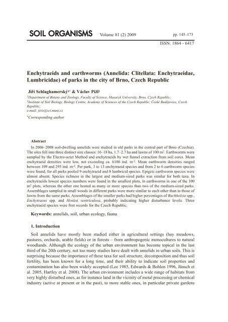 Enchytraeids and earthworms (Annelida: Clitellata ... - Senckenberg
