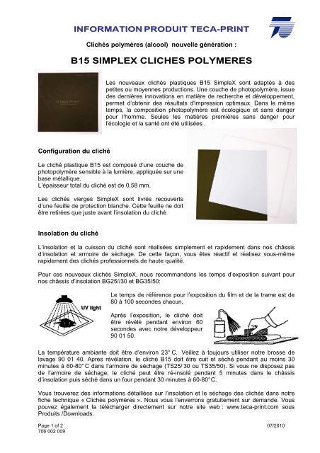 b15 simplex cliches polymeres - Teca-Print AG