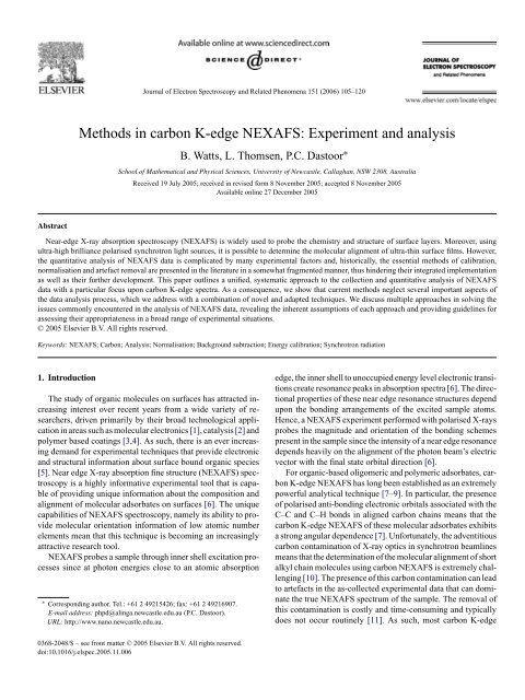 Methods in carbon K-edge NEXAFS: Experiment and ... - inquimae