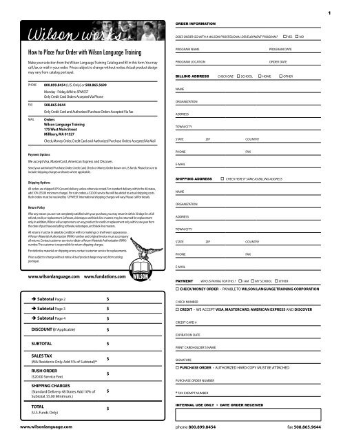 How to Place Your Order with Wilson Language Training