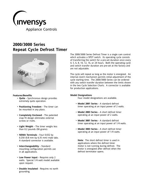2000/3000 Series Repeat Cycle Defrost Timer - Toolbox ...