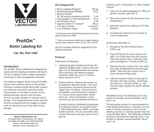 ProtOnâ ¢ Biotin Labeling Kit - Vector Laboratories