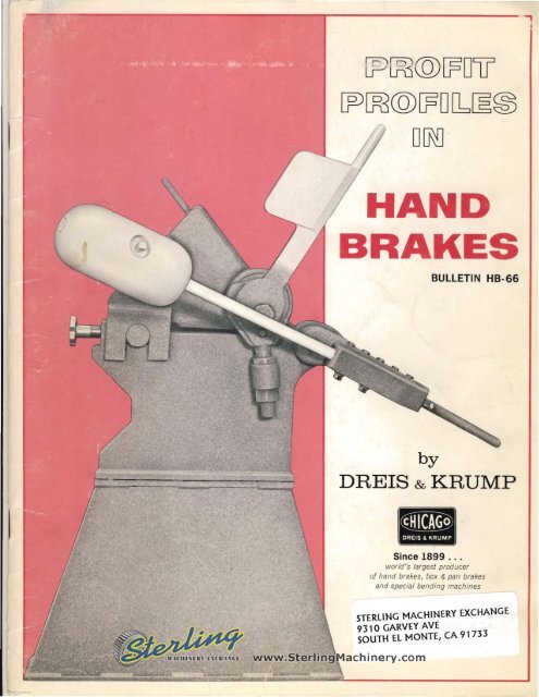 Chicago Dries and Krump Hand Brake Brochure - Sterling Machinery