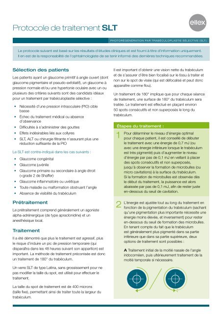 Protocole de traitement SLT - SLT for Glaucoma | Ellex