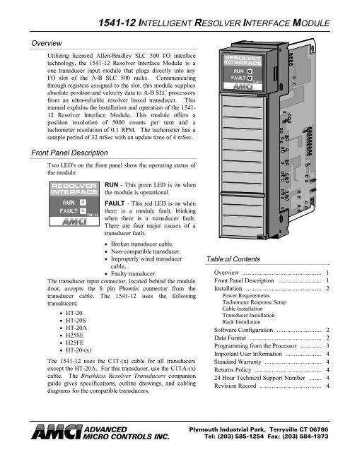 1541-12 intelligent resolver interface module - Advanced Micro ...