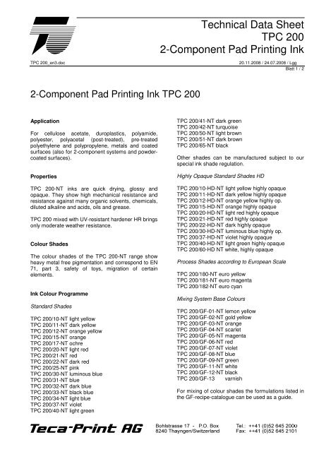 Merkblatt TPC200_en3 - Teca-Print AG