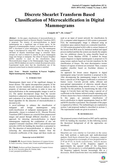 Discrete Shearlet Transform Based Classification Of