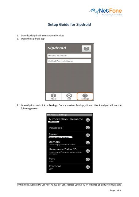 Setup Guide for Sipdroid - MyNetFone