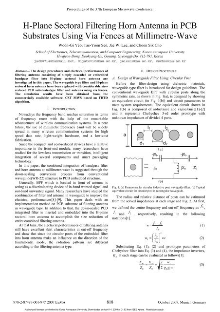 EuMC: H-Plane Sectoral Filtering Horn Antenna in PCB Substrates ...