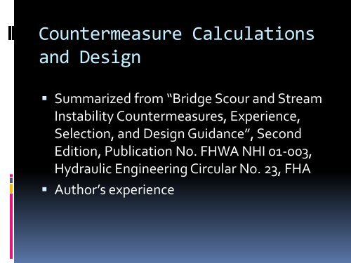Countermeasure Calculations and Design