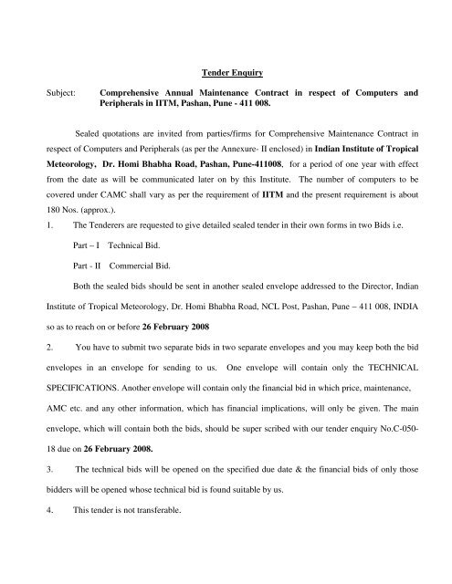 Comprehensive Annual Maintenance Contract in respect