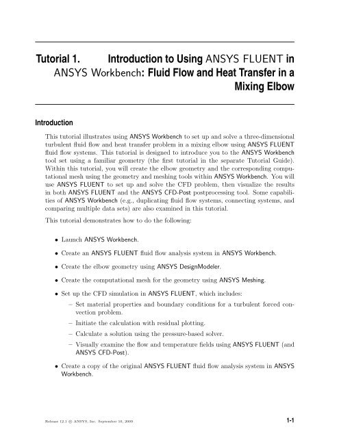 Tutorial 1. Introduction to Using ANSYS FLUENT in ... - SHARCNet