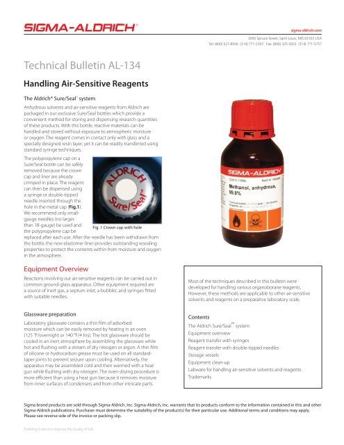 Handling Air-Sensitive Reagents Technical Bulletin ... - Sigma-Aldrich