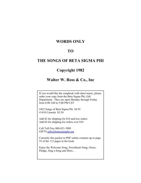 songs of beta sigma phi - The Beta Journal
