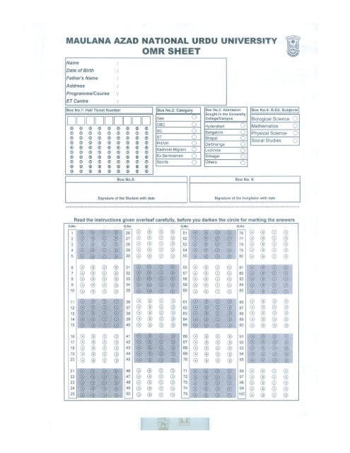 Sample OMR-Sheet