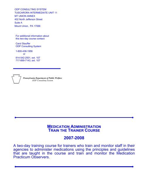 medication administration train the trainer - PCCYFS