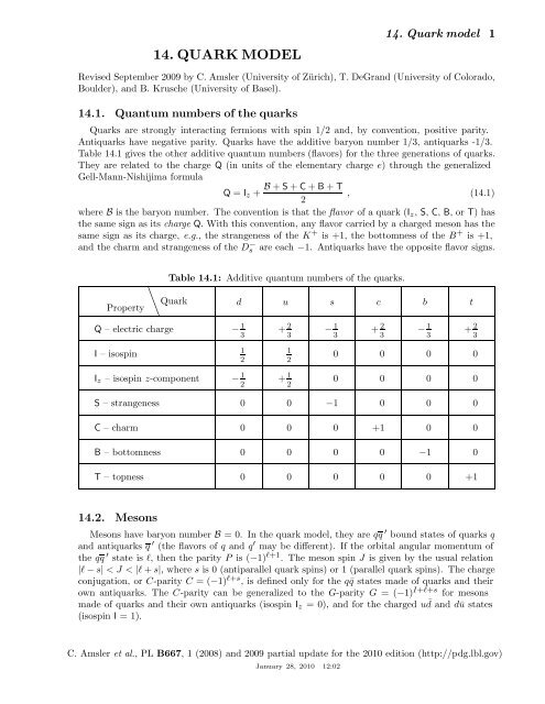 14. QUARK MODEL - Particle Data Group