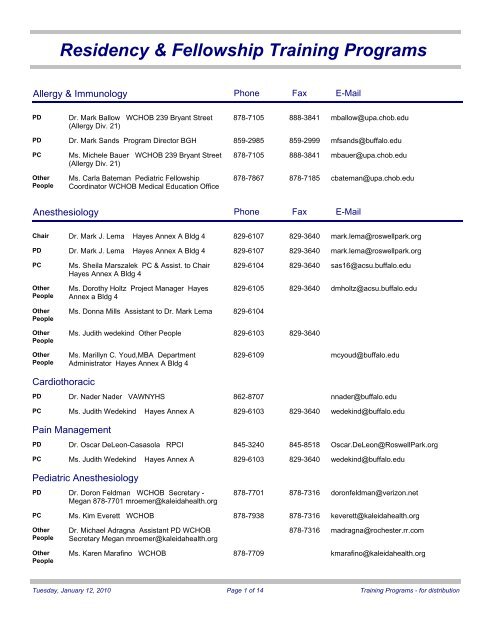 Residency & Fellowship Training Programs