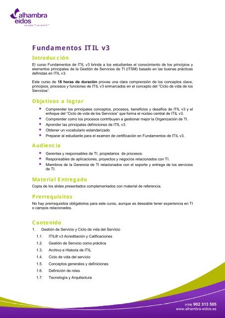 Fundamentos Itil V3 Alhambra Eidos