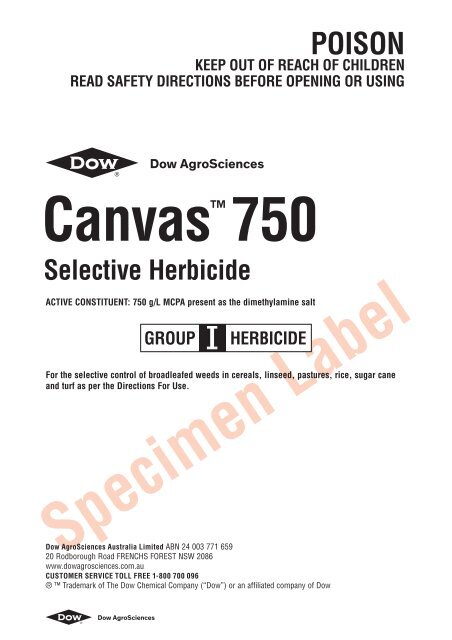 Canvas 750 Selective Herbicide label