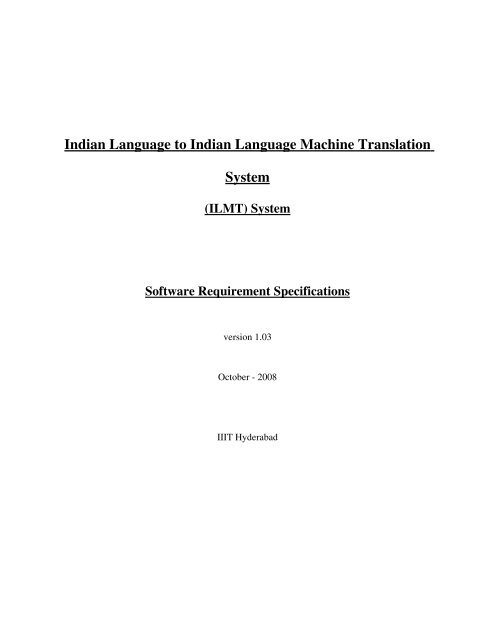 Indian Language to Indian Language Machine Translation ... - cfilt