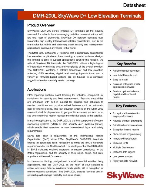 SkyWave DMR-200L Datasheet