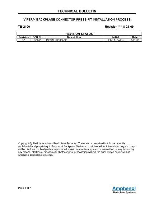 TECHNICAL BULLETIN - Amphenol Aerospace