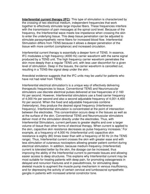 Interferential current therapy (IFC) : This type of ... - MedSource LLC