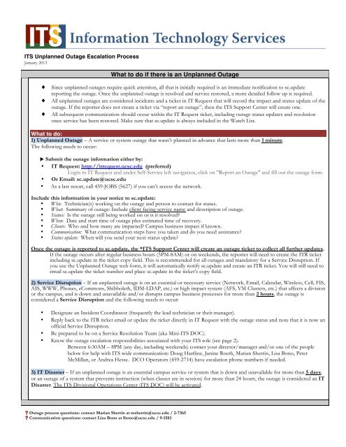 ITS Unplanned Outage Process - Information Technology Services