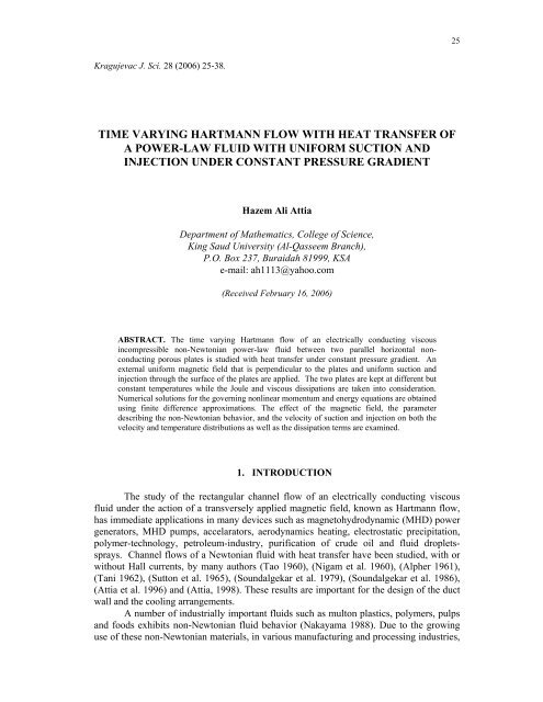 time varying hartmann flow with heat transfer of a power-law fluid ...