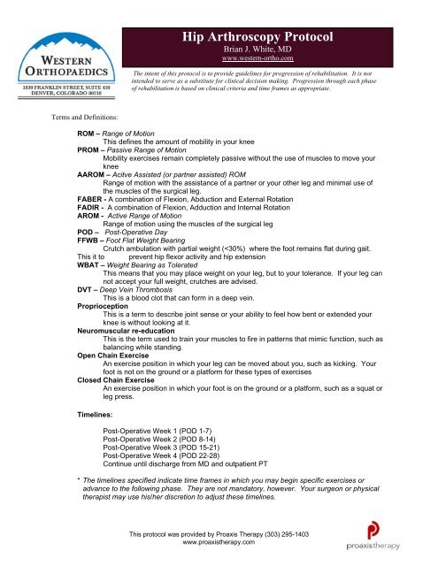 Hip Arthroscopy Protocol