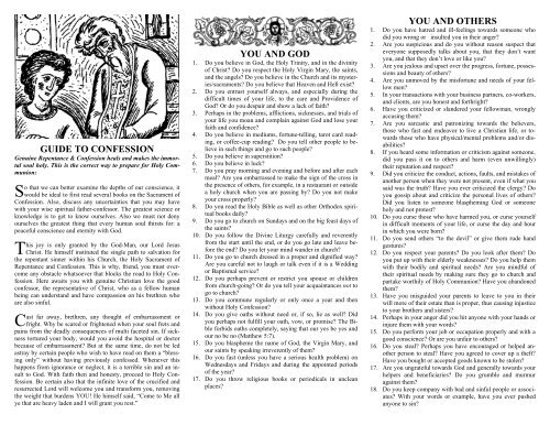 Guide to Confession in English - St. Anthony's Monastery