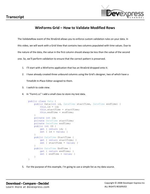 WinForms Grid â How to Validate Modified Rows