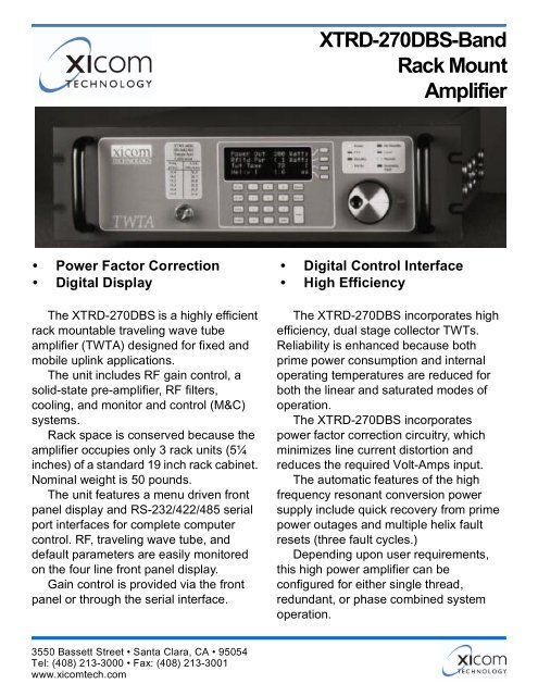 XTRD-270DBS-Band Rack Mount Amplifier - Comtech Xicom ...
