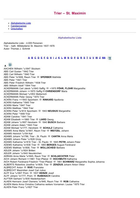Alphabetische Liste - WGfF