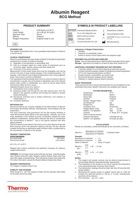 Albumin Reagent BCG Method - Kaanmed
