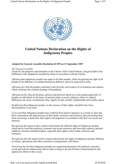 United Nations Declaration on the Rights of Indigenous Peoples