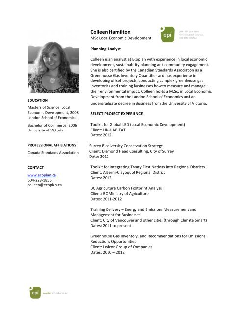 Colleen Hamilton â CV