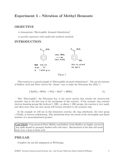 Experiment 5 - Nitration of Methyl Benzoate - WebAssign