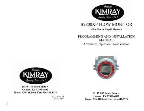 B2800XP Flow Mon.(Gas or Liq.) - Home | Kimray Mobile - Kimray, Inc.